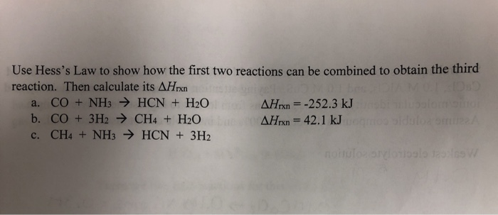 Solved Use Hess's Law to show how the first two reactions | Chegg.com
