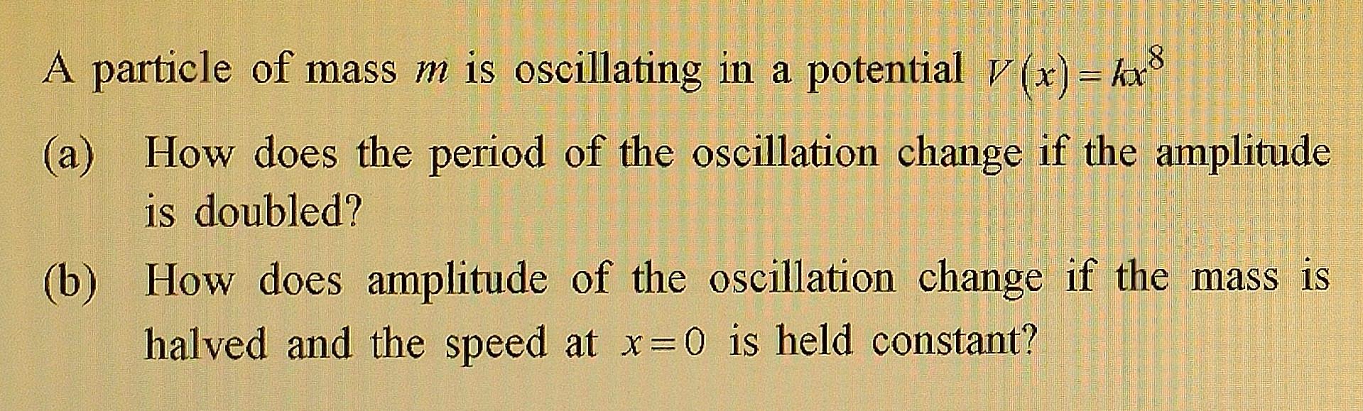 Solved A particle of mass m is oscillating in a potential | Chegg.com