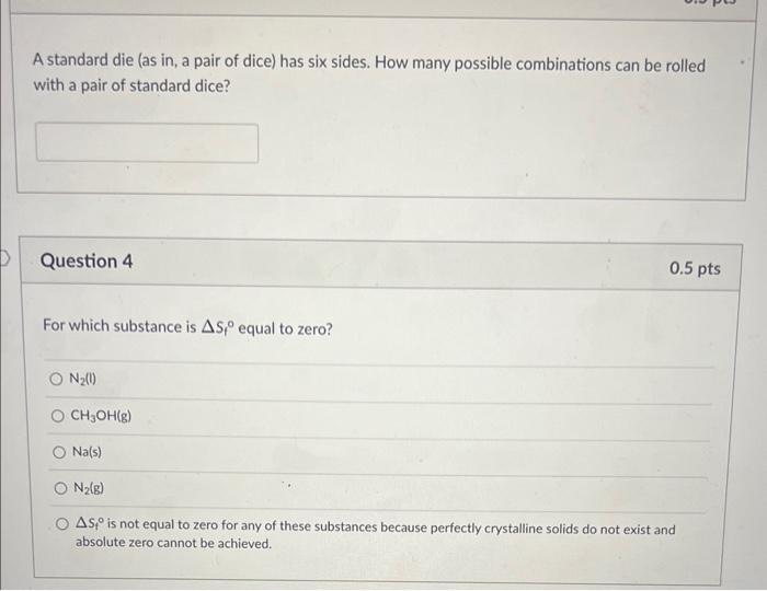 Solved A standard die (as in, a pair of dice) has six sides. | Chegg.com