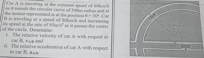 Car A is traveling at the constant speed of 60 km/h | Chegg.com