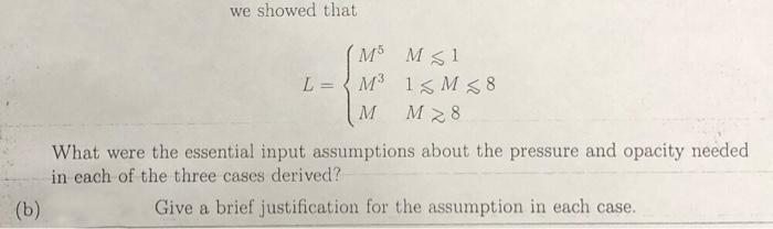 we showed that MM31 L = M 15M 58 M Μ 28 What were the | Chegg.com