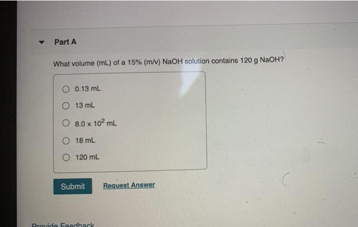Solved Part A What is the new mass volume percent (m/) of a | Chegg.com