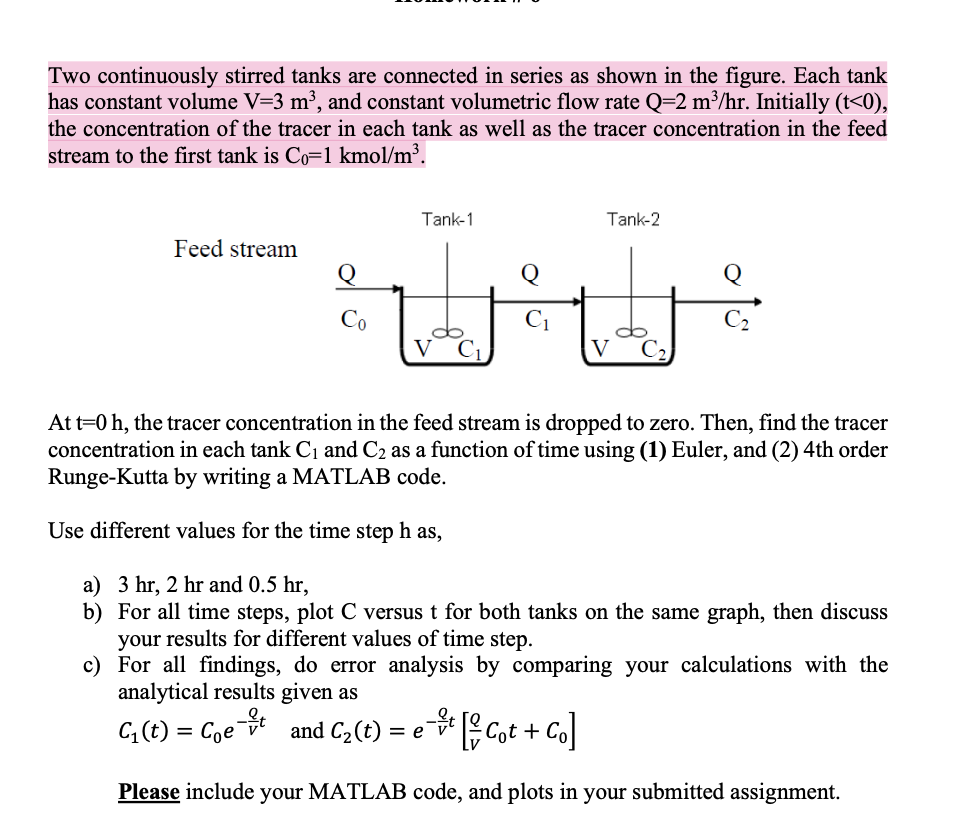 Solved Two continuously stirred tanks are connected in | Chegg.com