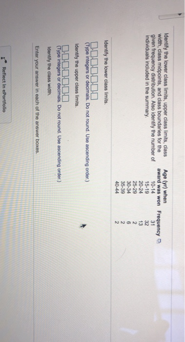 Solved Identify the lower class limits, upper class limits, | Chegg.com