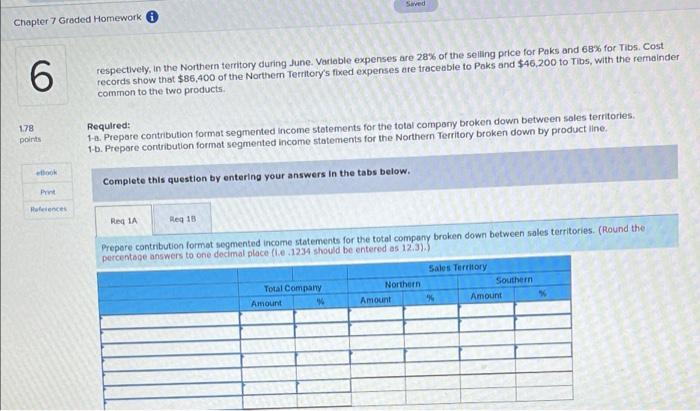 Solved Saved Chapter 7 Graded Homework 6 respectively, in | Chegg.com