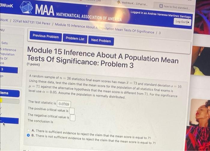 Solved Module 15 Inference About A Population Mean Tests Of | Chegg.com
