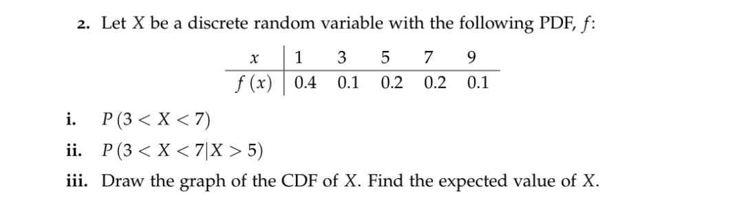 Solved Let x ﻿be a discrete random variable with the | Chegg.com