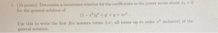 Solved 1. (10 points) Determine a recurrence relation for | Chegg.com