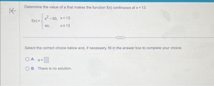 Solved Determine the value of a that makes the function f(x) | Chegg.com