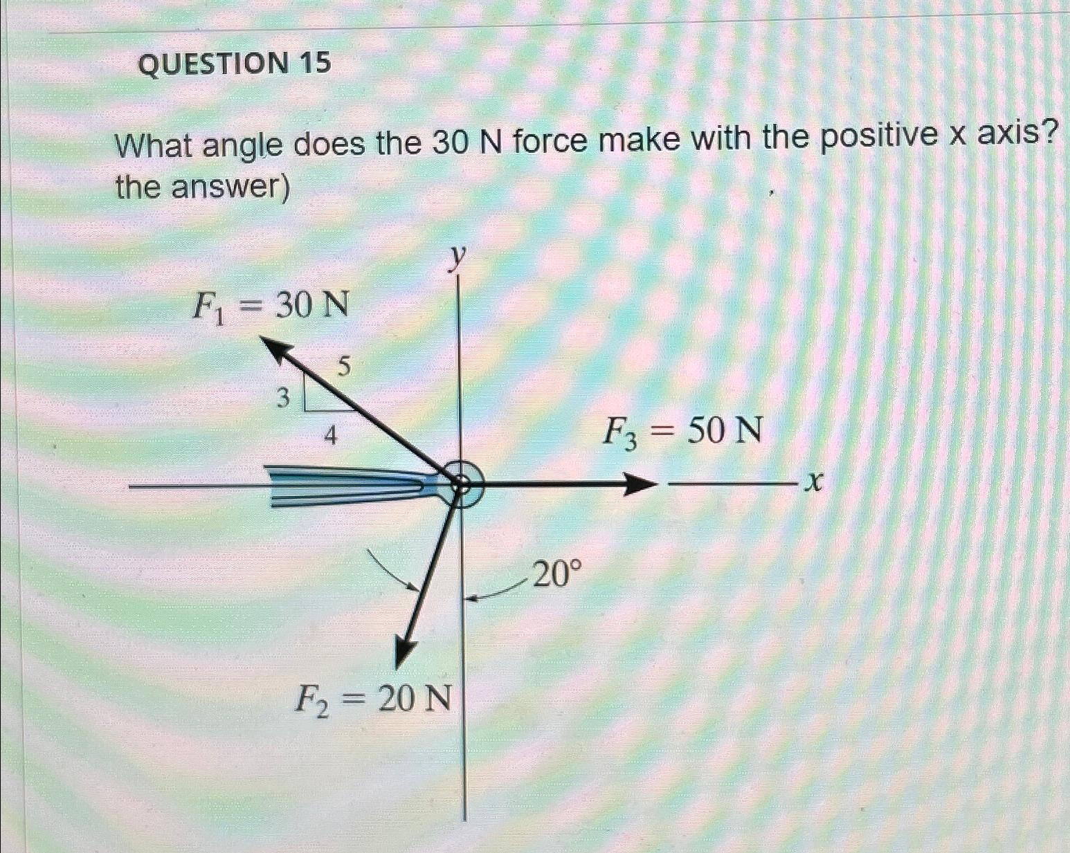 QUESTION 15What angle does the 30N ﻿force makewith | Chegg.com