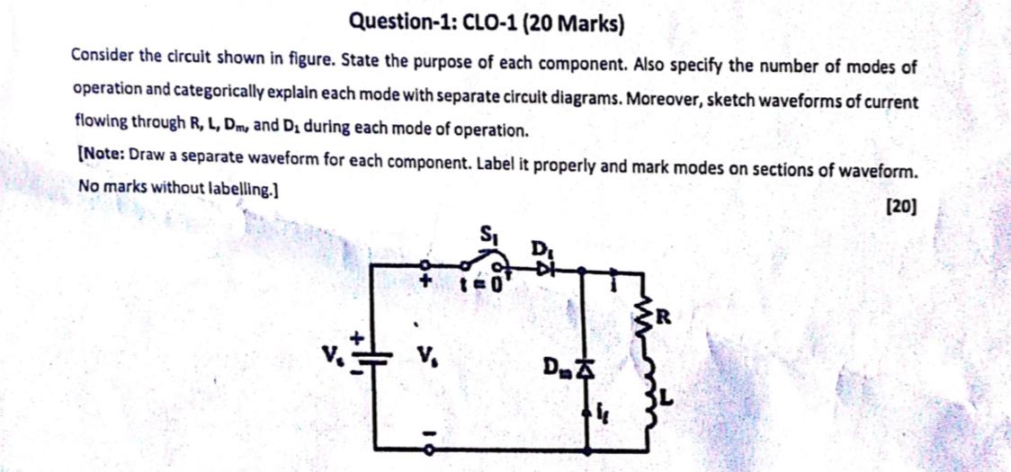 Solved Question-1: CLO-1 (20 ﻿Marks)Consider the circuit | Chegg.com
