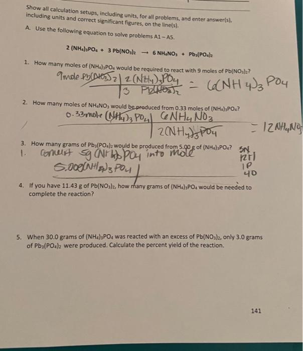 Solved B. Use the following equation to solve problems | Chegg.com