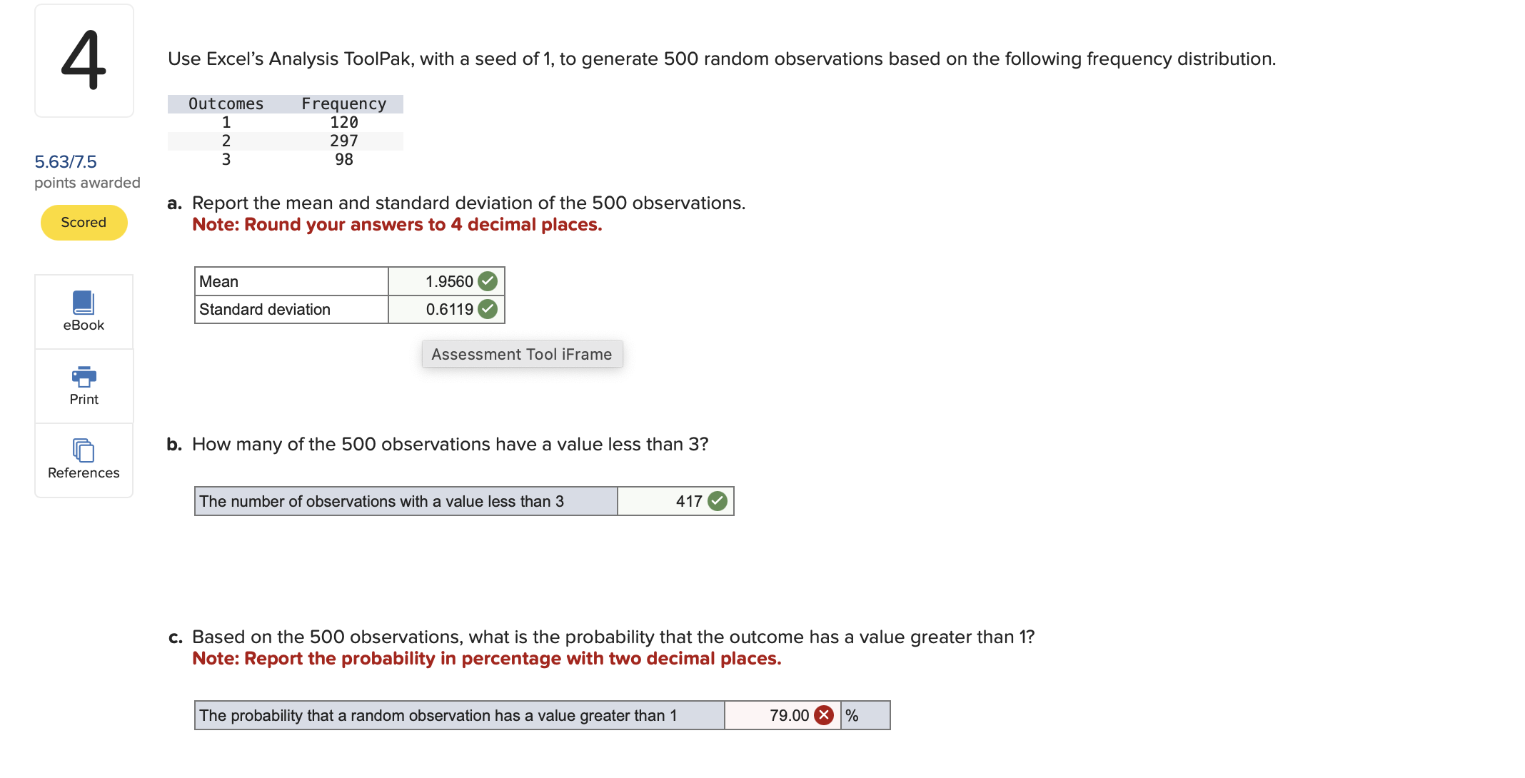 Solved Use Excel's Analysis ToolPak, with a seed of 1, ﻿to | Chegg.com