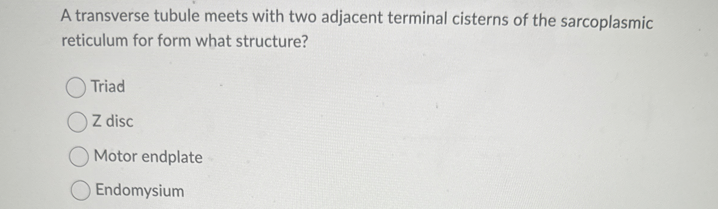 Solved A transverse tubule meets with two adjacent terminal | Chegg.com
