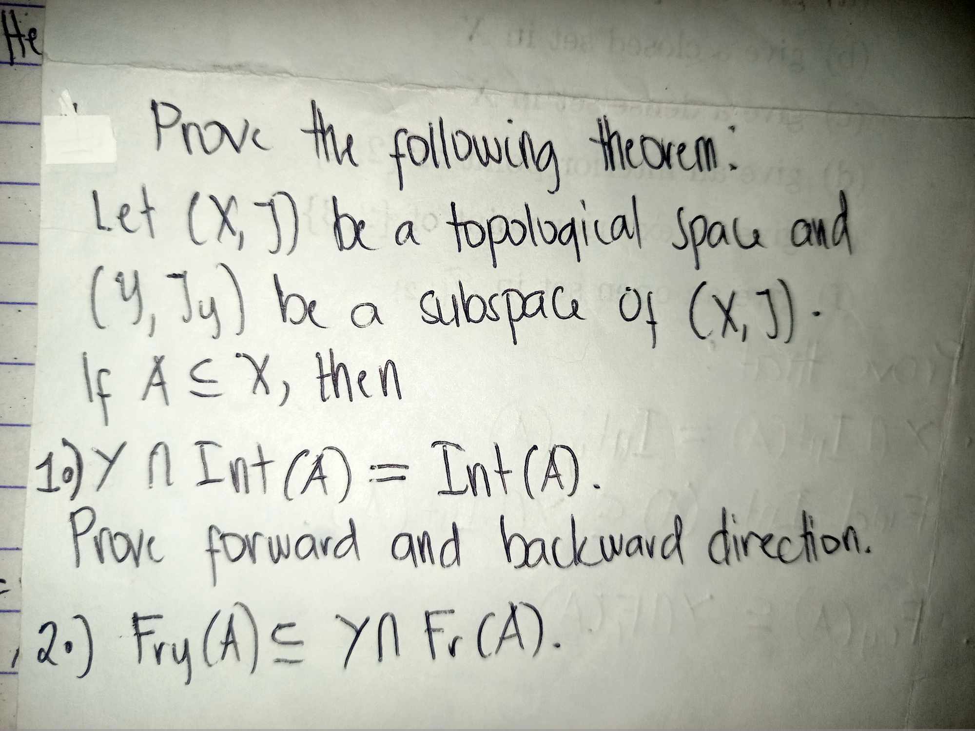 Solved Prove the following theorem:Let (x,T) ﻿be a | Chegg.com