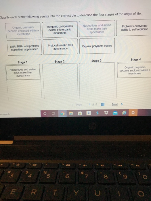 Solved Classify each of the following events into the | Chegg.com