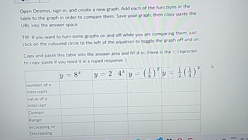 Solved Open Desmos, sign in, ﻿and create a new graph. Add | Chegg.com