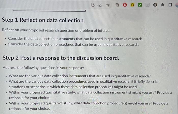 Solved Step 1 Reflect on data collection. Reflect on your | Chegg.com