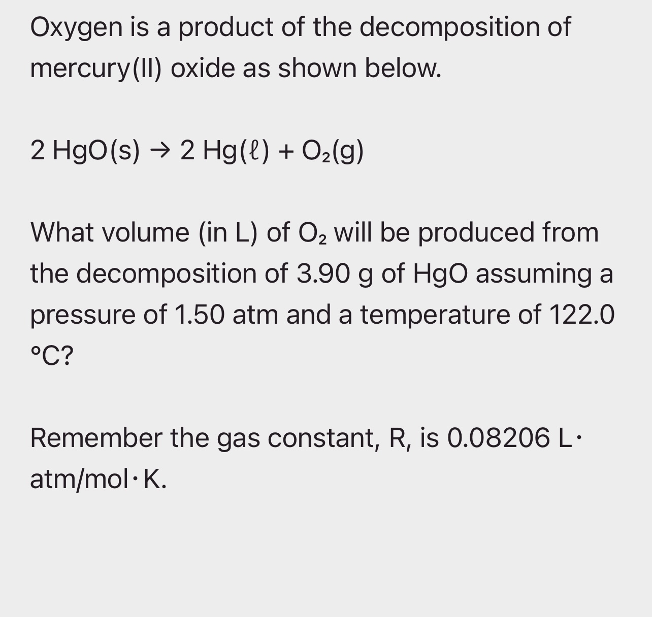 Solved Oxygen is a product of the decomposition of mercury | Chegg.com