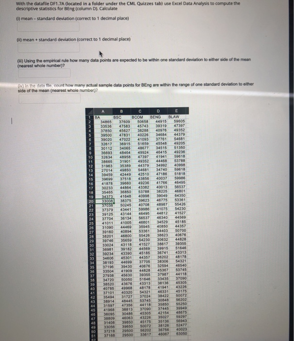 Solved With the datafile DF1.7A (located in a folder under | Chegg.com
