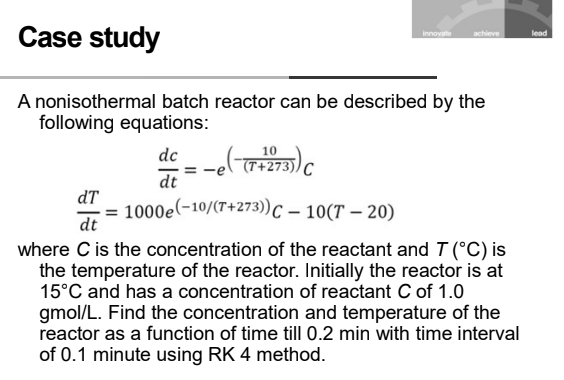 Solved A nonisothermal batch reactor can be described by | Chegg.com
