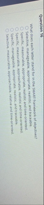 Solved Question 16What does each letter stand for in the | Chegg.com