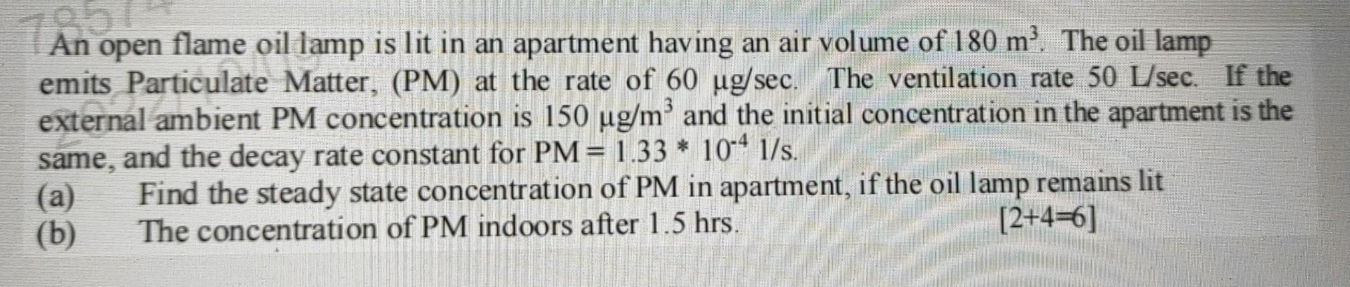 Solved An open flame oil lamp is lit in an apartment having | Chegg.com