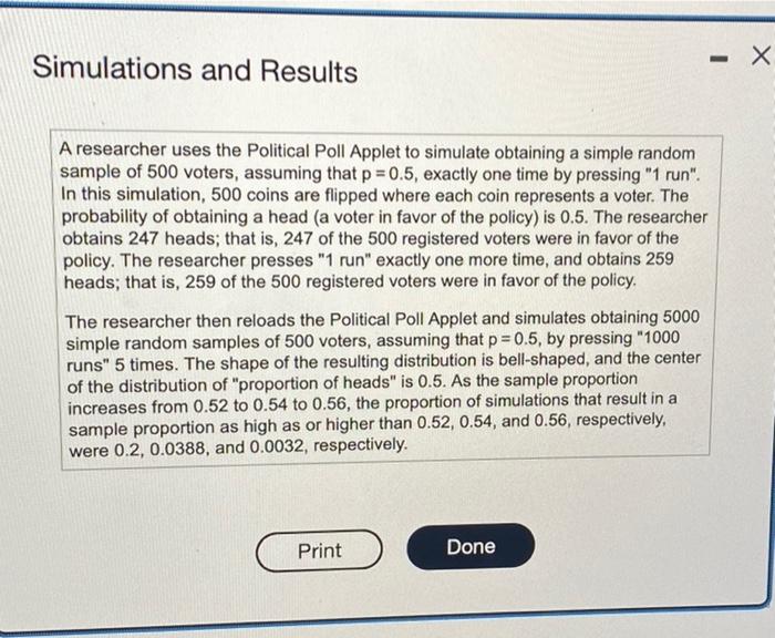 Solved Use the accompanying Portical Poll Applet to explore | Chegg.com