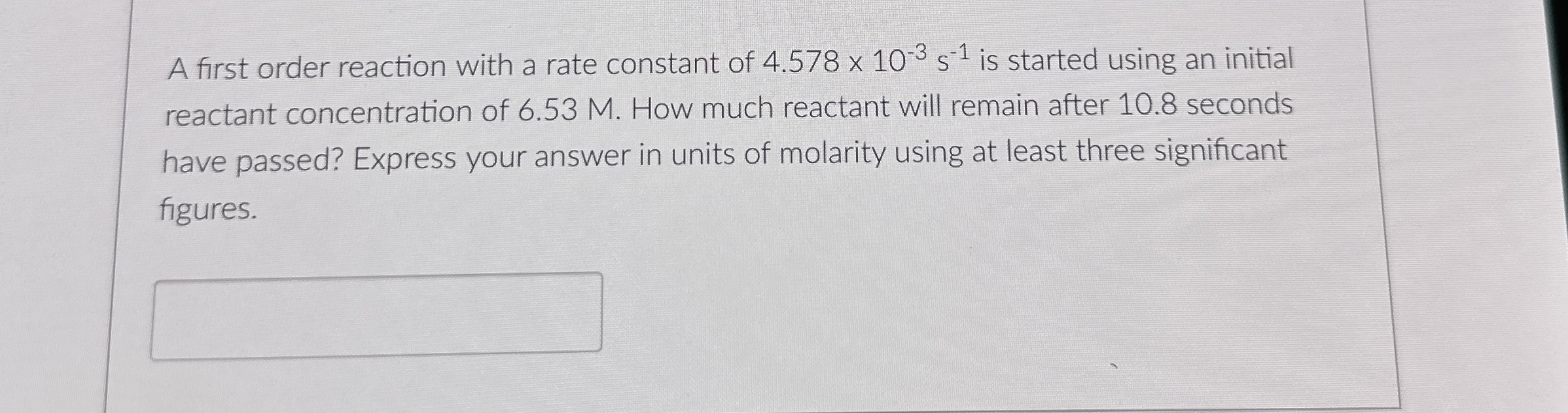 A first order reaction with a rate constant of | Chegg.com