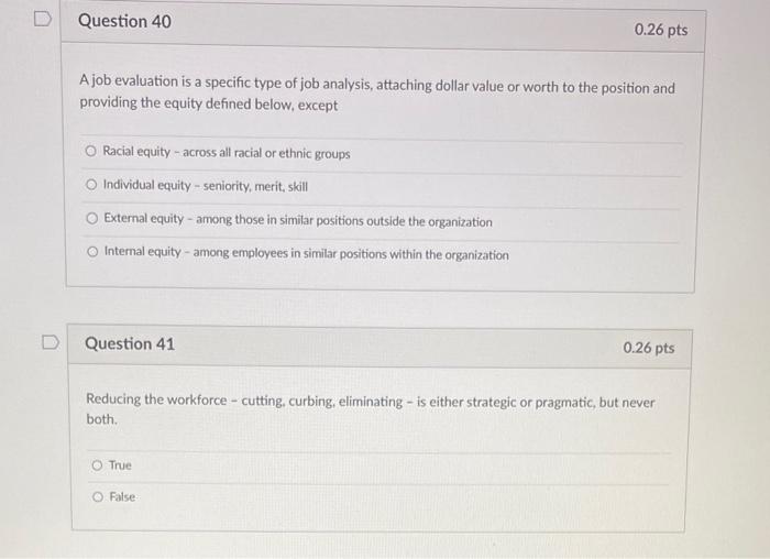 Solved A job evaluation is a specific type of job analysis, | Chegg.com