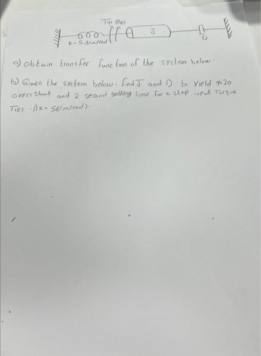 Solved a) obtain transfer function of the system below. b) | Chegg.com