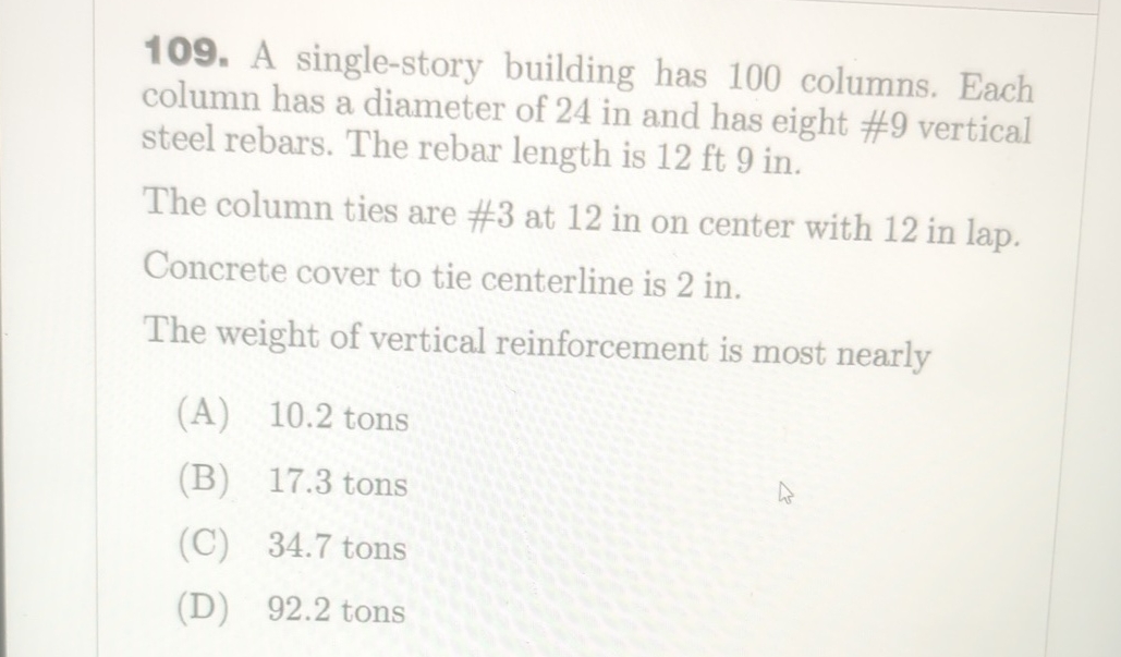 Solved A single-story building has 100 ﻿columns. Eachcolumn | Chegg.com