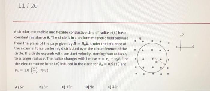 Solved A circular, extensible and flexible conductive strip | Chegg.com