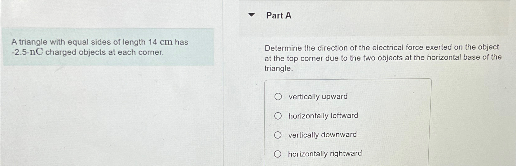 Solved Part A\\nA triangle with equal sides of length 14cm | Chegg.com