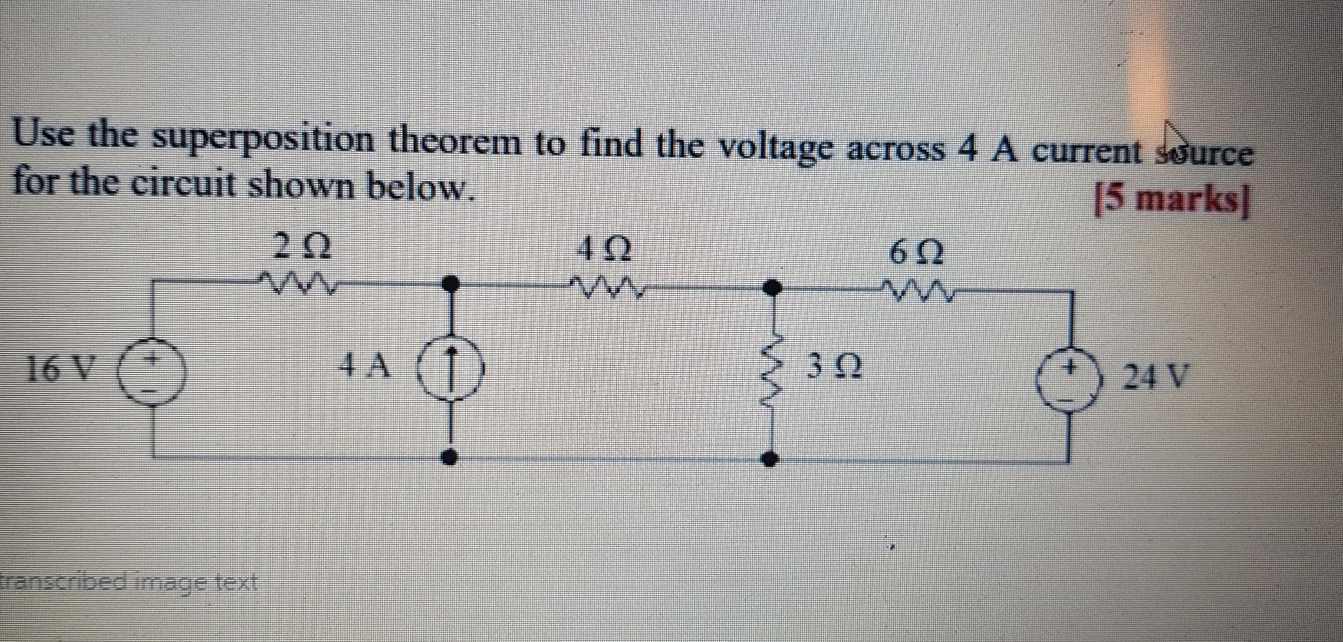 Solved Use the superposition theorem to find the voltage | Chegg.com
