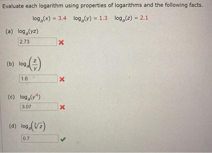 Solved Evaluate each logarithm using properties of | Chegg.com