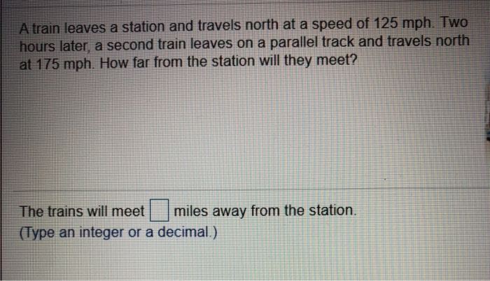 Solved A train leaves a station and travels north at a speed | Chegg.com