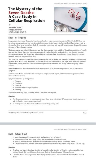 Solved The Mystery of the Seven Deaths: A Case Study in | Chegg.com