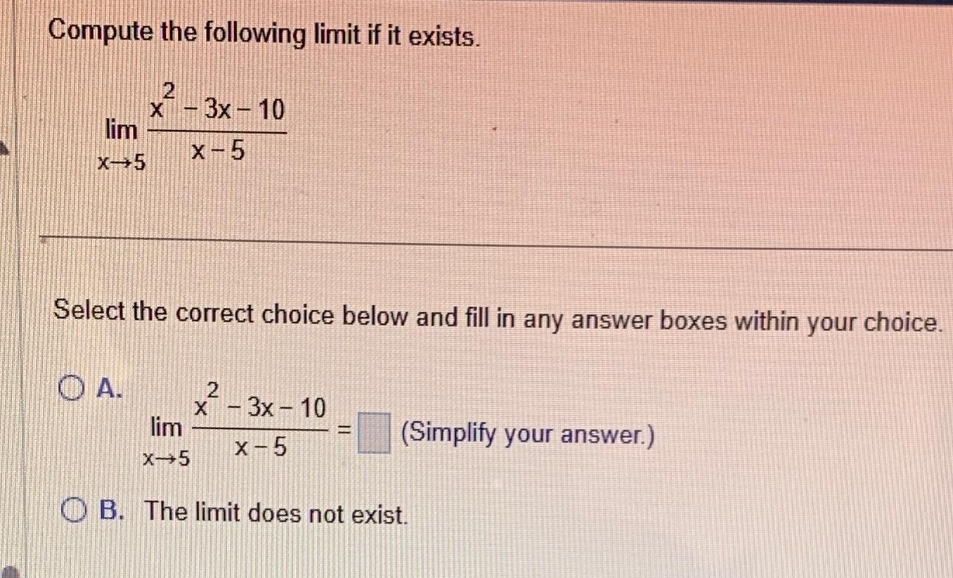 Solved Compute the following limit if it | Chegg.com