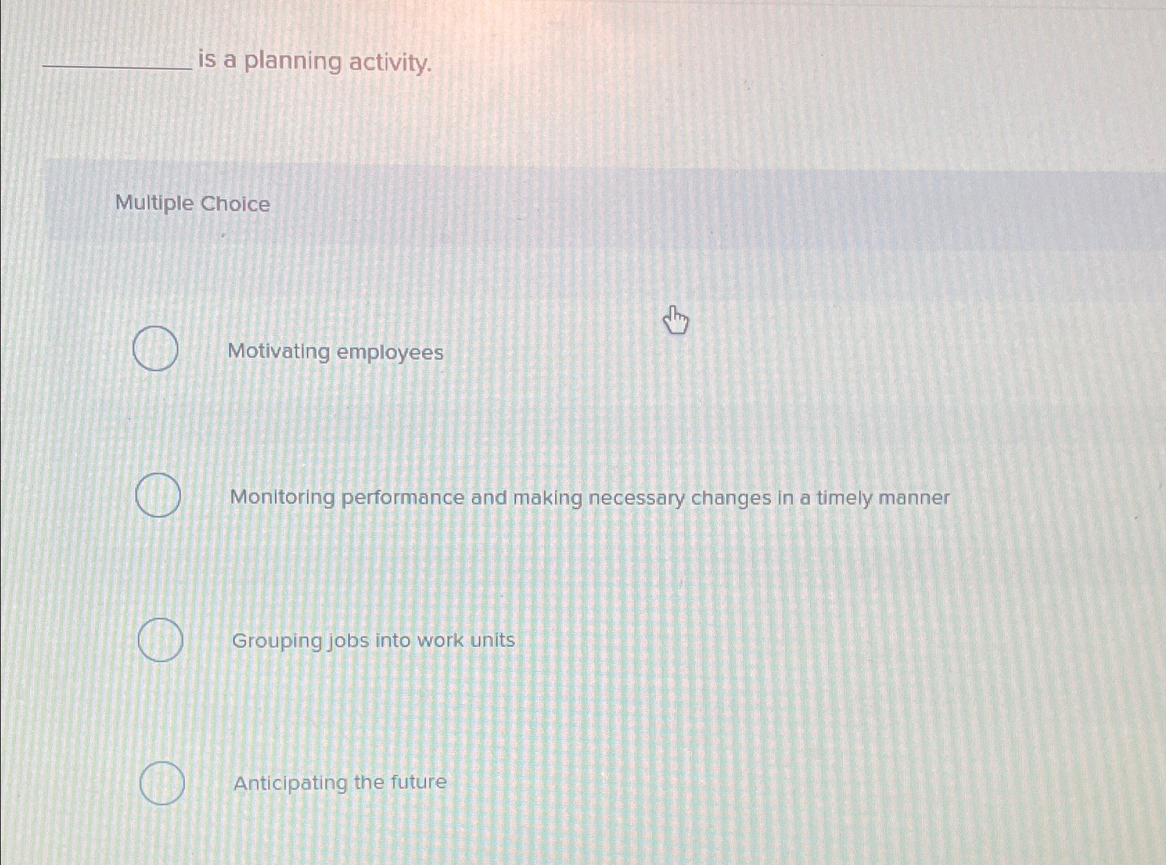 Solved is a planning activity.Multiple ChoiceMotivating | Chegg.com