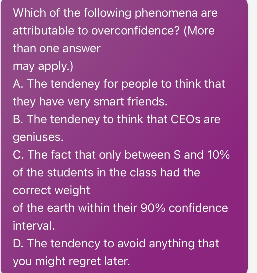 Solved Which of the following phenomena are attributable to | Chegg.com