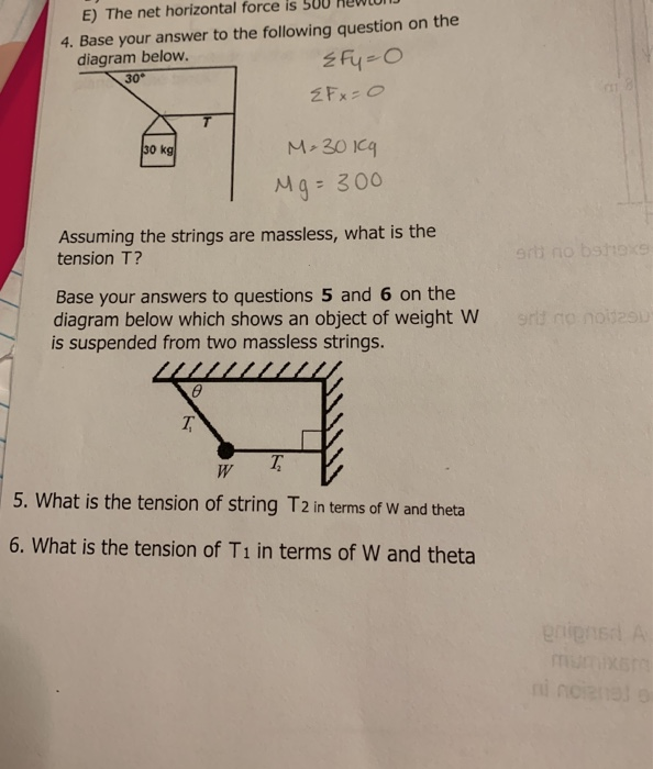 Solved E) The net horizontal force is 500 NEWLUND 4. Base | Chegg.com