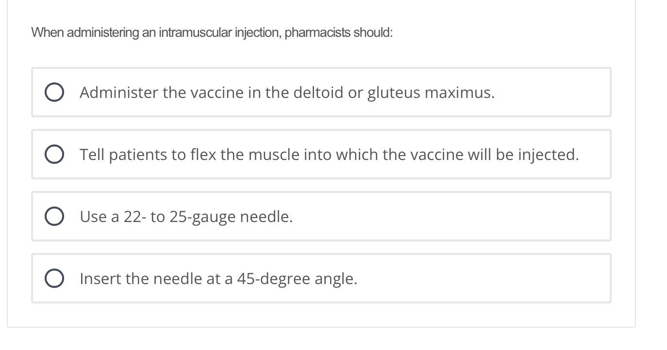 Solved When administering an intramuscular injection, | Chegg.com