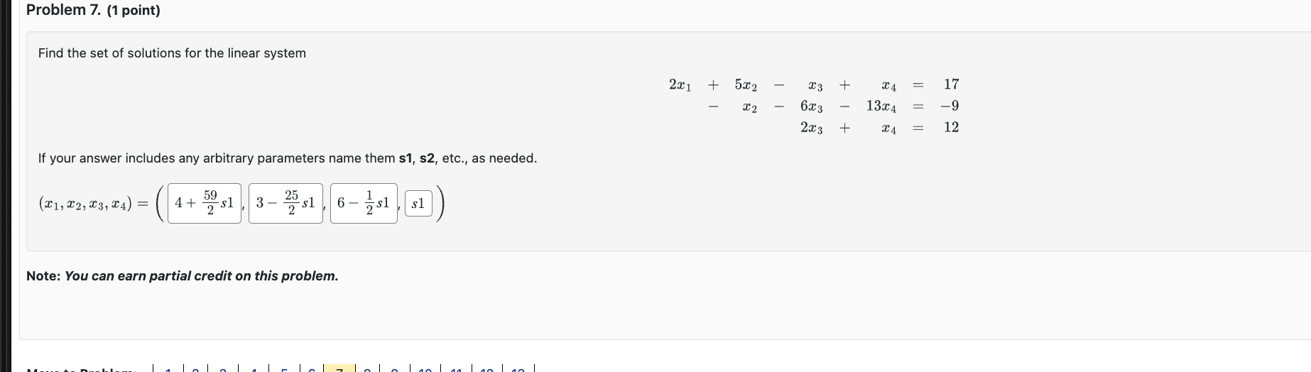 Solved Problem 7. (1 ﻿point)Find the set of solutions for | Chegg.com