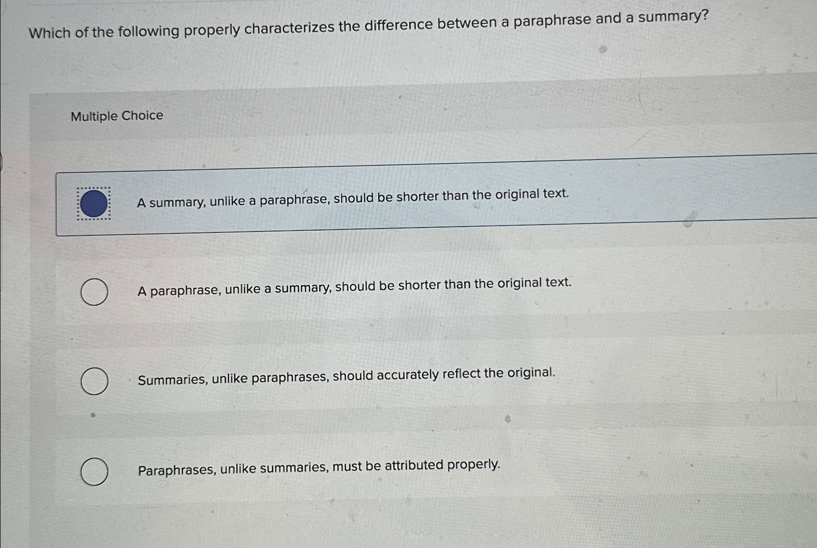 Solved Which of the following properly characterizes the | Chegg.com