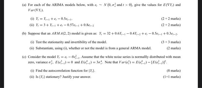 Solved (a) For each of the ARIMA models below, with | Chegg.com