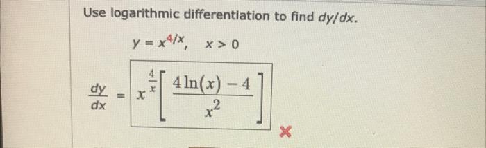 Solved Use logarithmic differentiation to find dy/dx. | Chegg.com