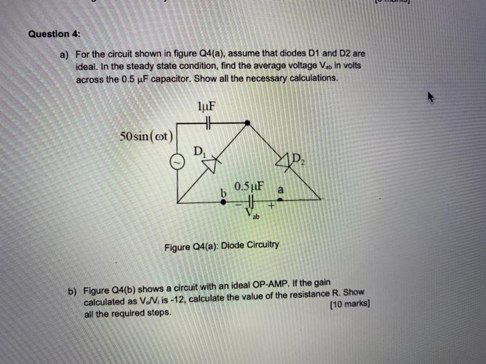 Solved Question 4: a) For the circuit shown in figure Q4(a), | Chegg.com