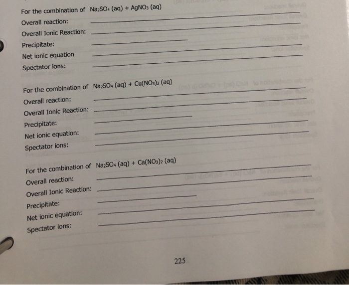 Solved For the combination of Na2SO4 (aq) + AgNO3(aq) | Chegg.com