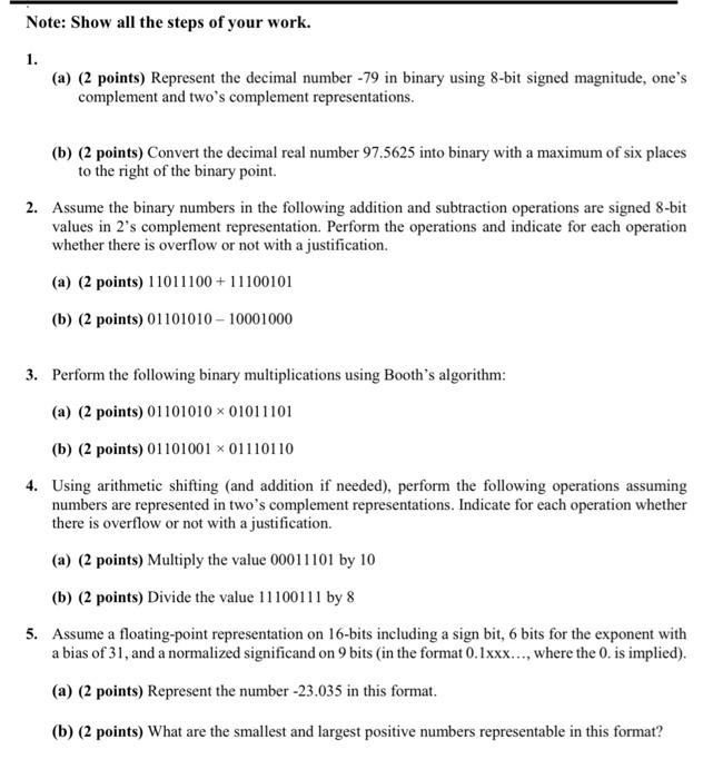 Solved Note: Show all the steps of your work. 1. (a) (2 | Chegg.com